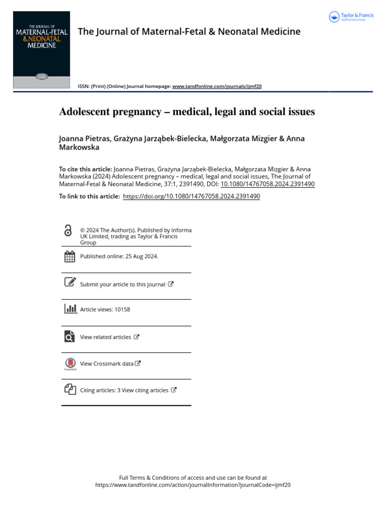 Adolescent Pregnancy Medical Legal and Social Issues | PDF | Pregnancy | Teenage Pregnancy