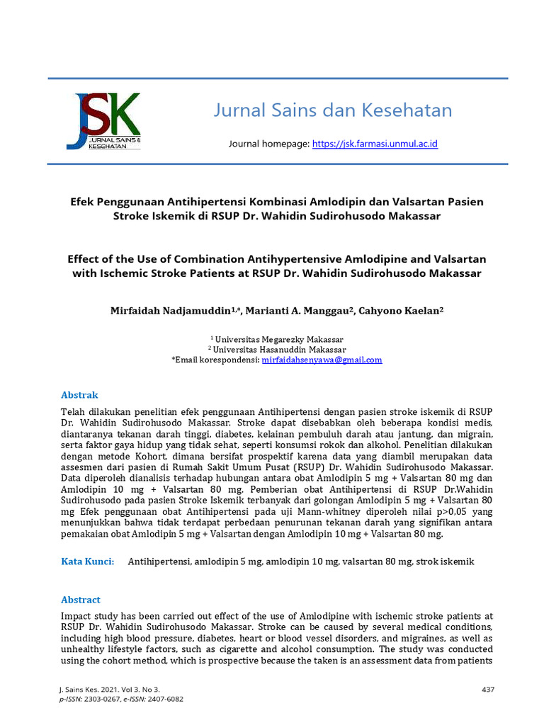 https://jsk.jurnalfamul.com/ Jurnal Sains dan Kesehatan (J. Sains Kes.) JSK Vol. 3 No. 3 (2021 ...