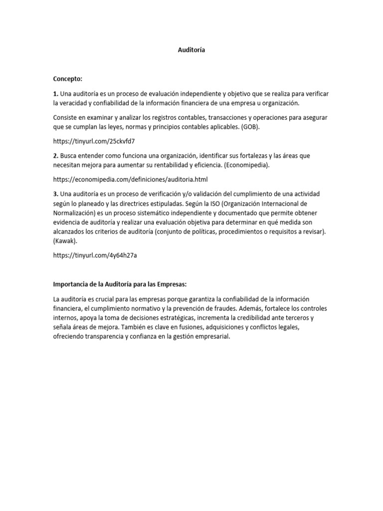 Concepto de Auditoría | PDF