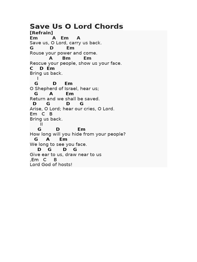 Save Us O Lord Chords Guide | PDF