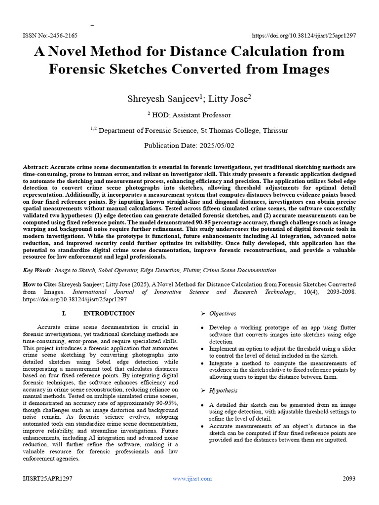 A Novel Method for Distance Calculation from Forensic Sketches Converted from Images | PDF ...