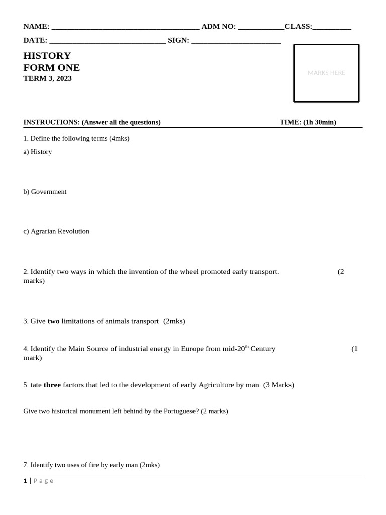 History f1 QNST 2024 Teacher | PDF