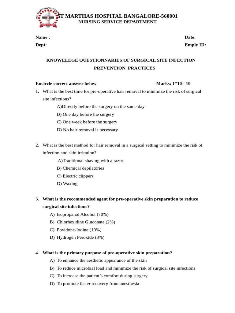 SSI Knoweledge Questions | PDF | Surgery | Medical Specialties