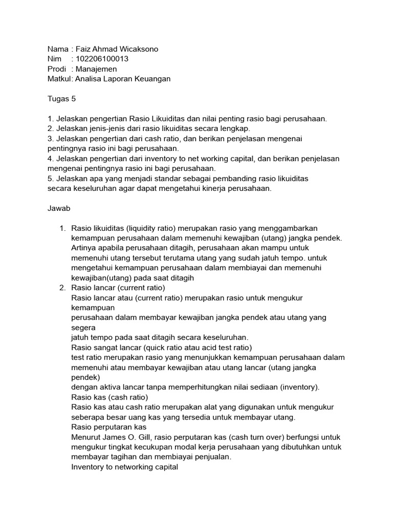 Tugas Pertemuan 5 Analisa Laporan Keu | PDF