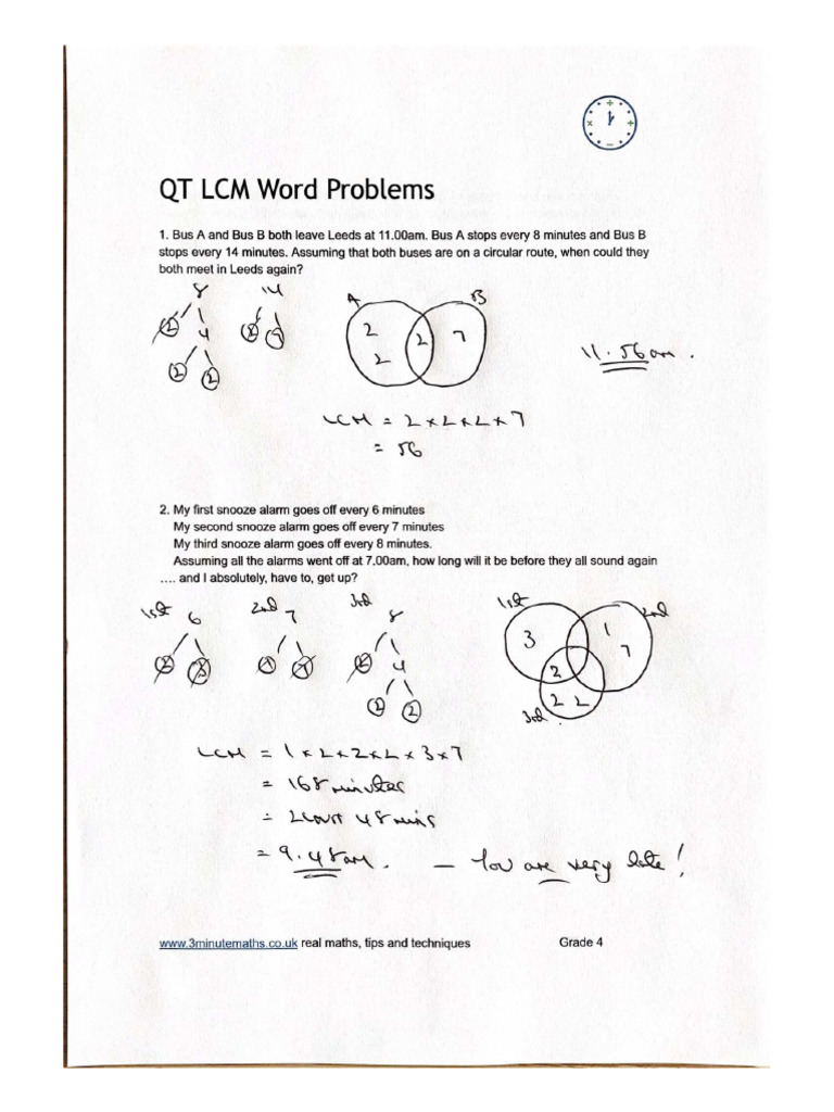 QT LCM Word Problems 2 | PDF