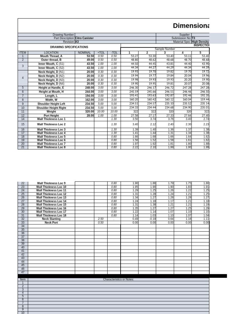 Example FAI of Canister | PDF