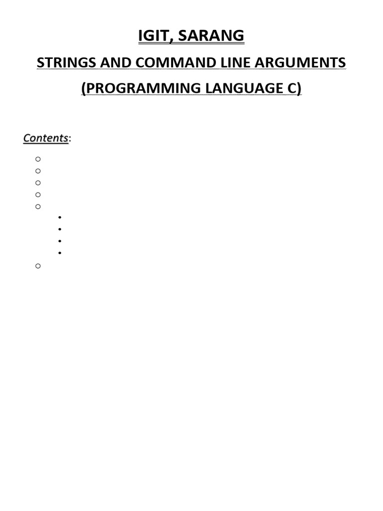 Strings and Command Line Arguments in Pragramming Language C | PDF | Parameter (Computer ...