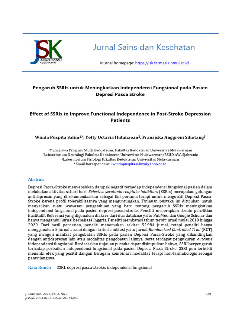 Jurnal Sains Dan Kesehatan (J. Sains Kes.) JSK | PDF