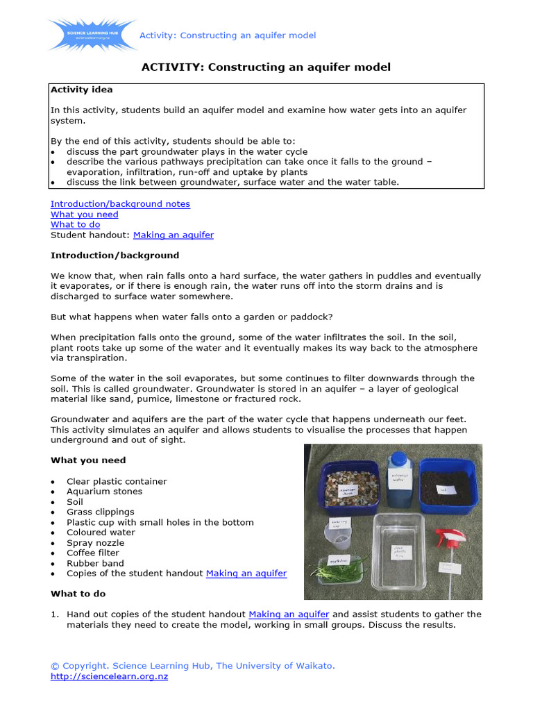 Constructing An Aquifer Model | PDF | Groundwater | Aquifer