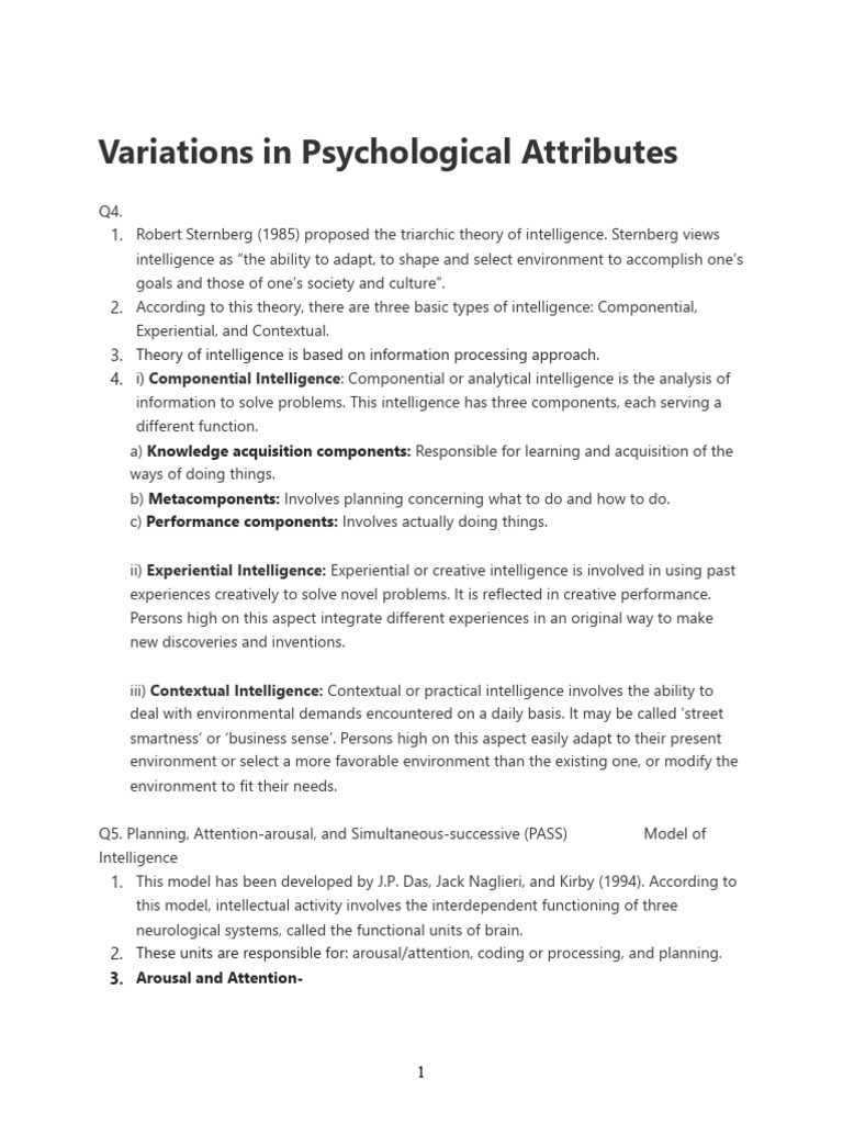 Variations in Psychological Attributes | PDF | Emotional Intelligence ...
