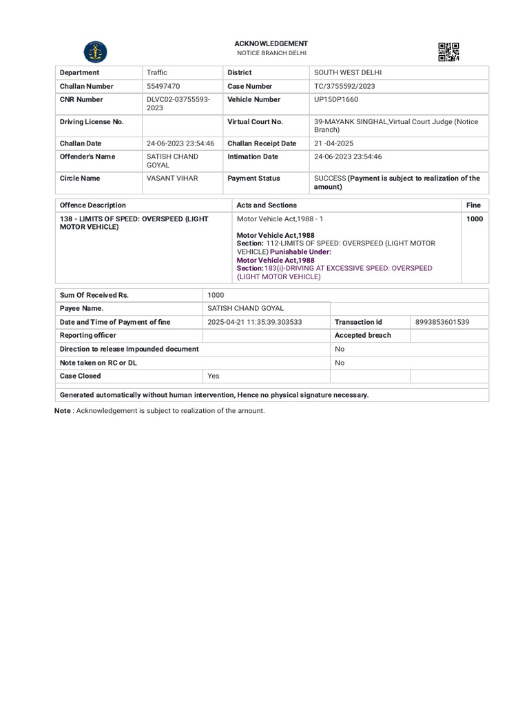Sk Goyal Pay Challan Slip 3 | PDF | Land Transport | Road Transport