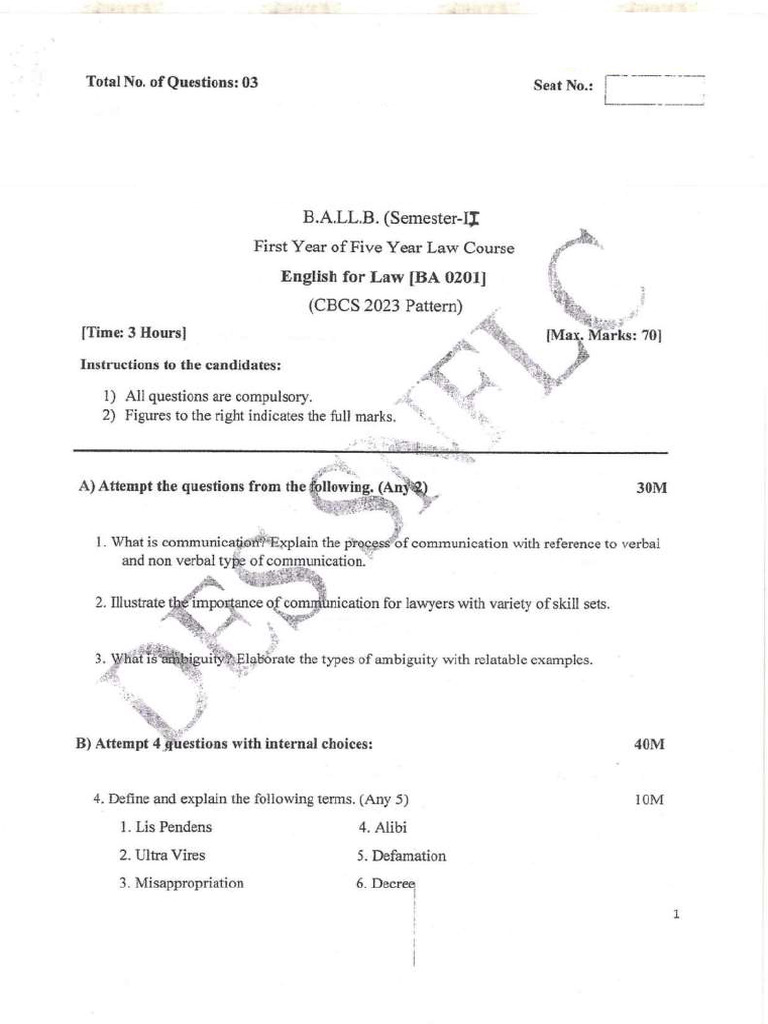 BALLB - Sem.-II - Nov.-2024 - (Pattern - 2023) - Compressed 1 | PDF