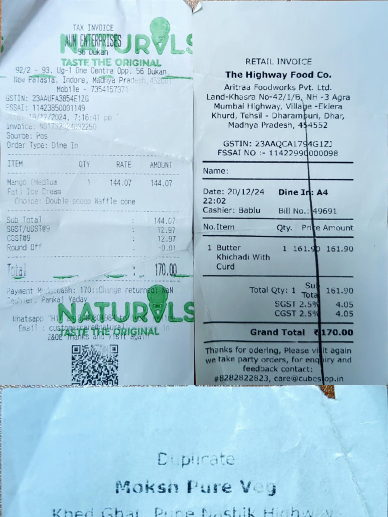 Food Bill Indore - 2 | PDF