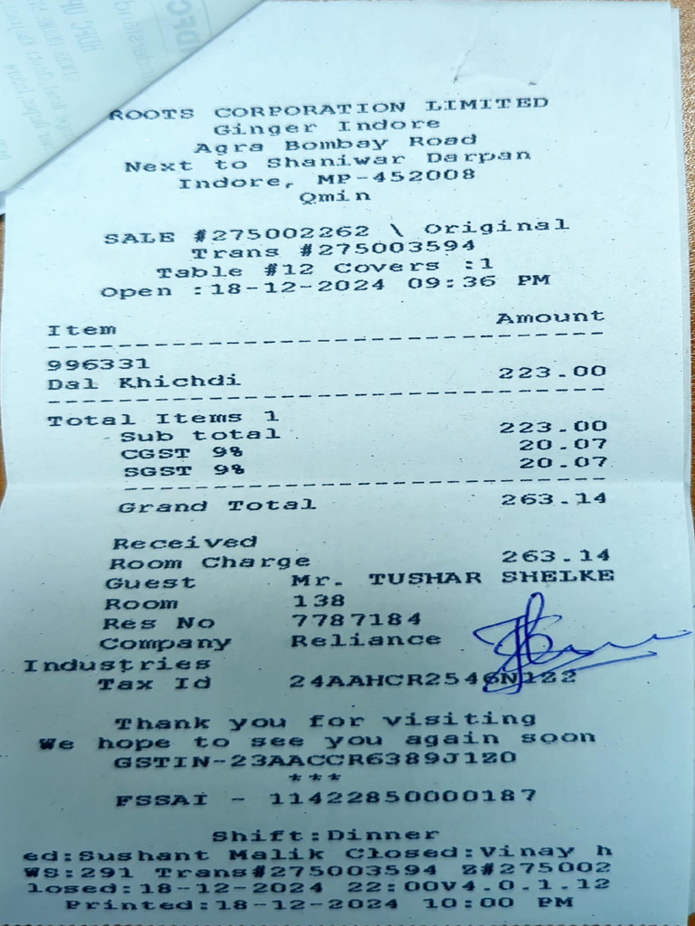 food bill indore_1 | PDF