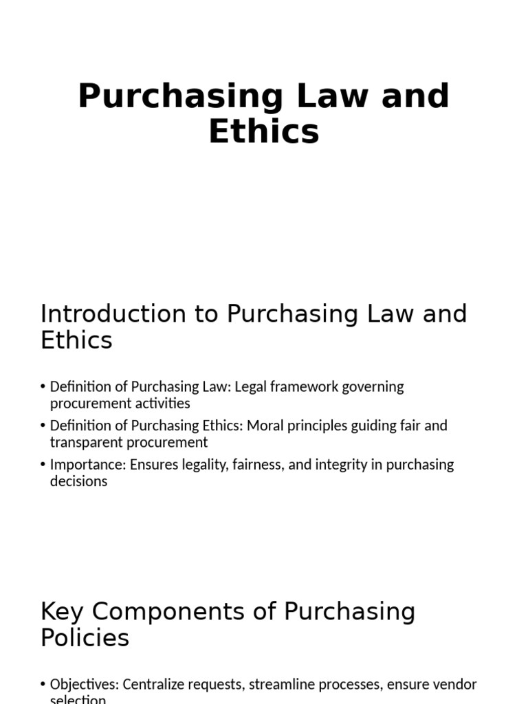 6 Purchasing Law and Ethics | PDF | Procurement | Corporate Social ...