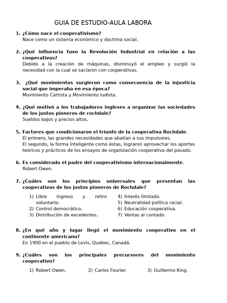 Guia de Estudio-Aula Labora | PDF | Cooperativa | Honduras
