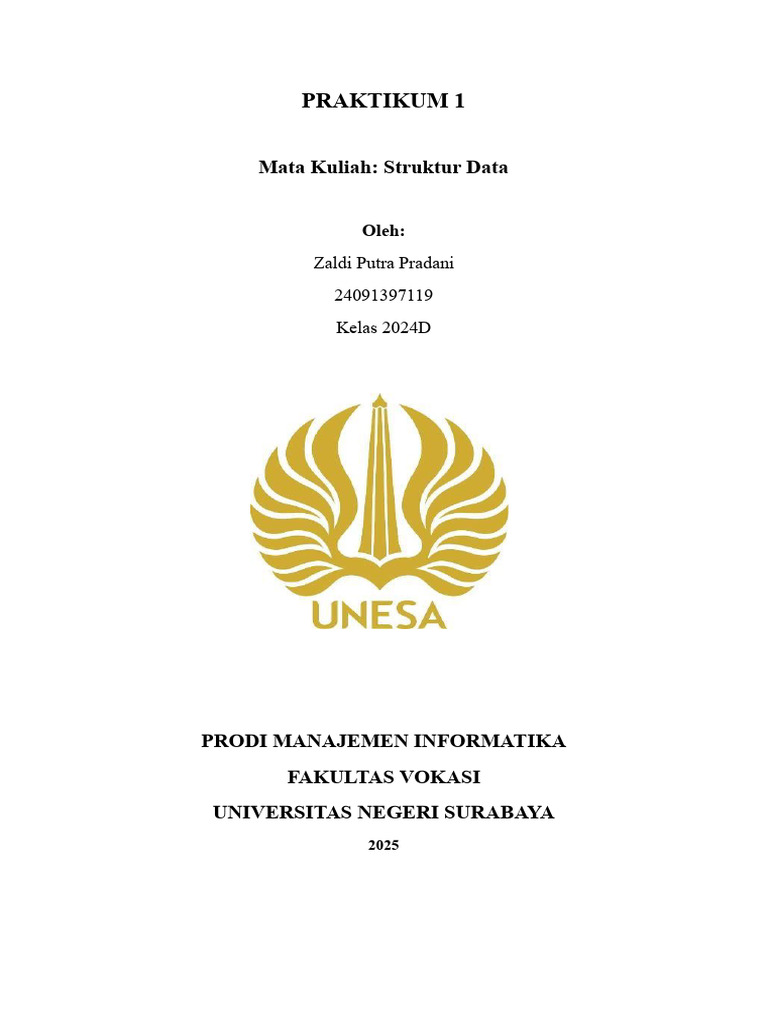 Zaldi Putra Pradani - 2024D - Laporan Praktikum 1 Strukdat | PDF