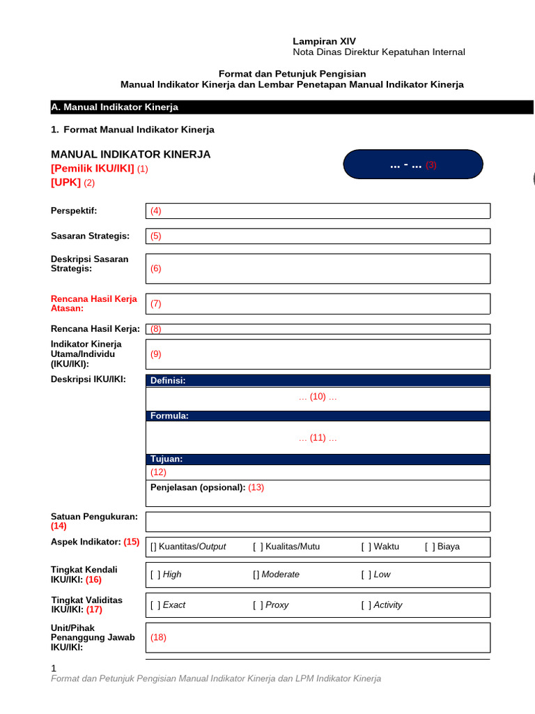 Format Manual Indikator Kinerja Dan LPMI | PDF