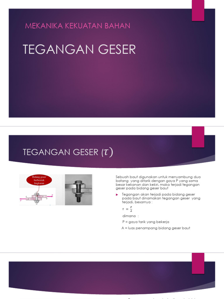 Tegangan Geser pada Baut dan Material | PDF