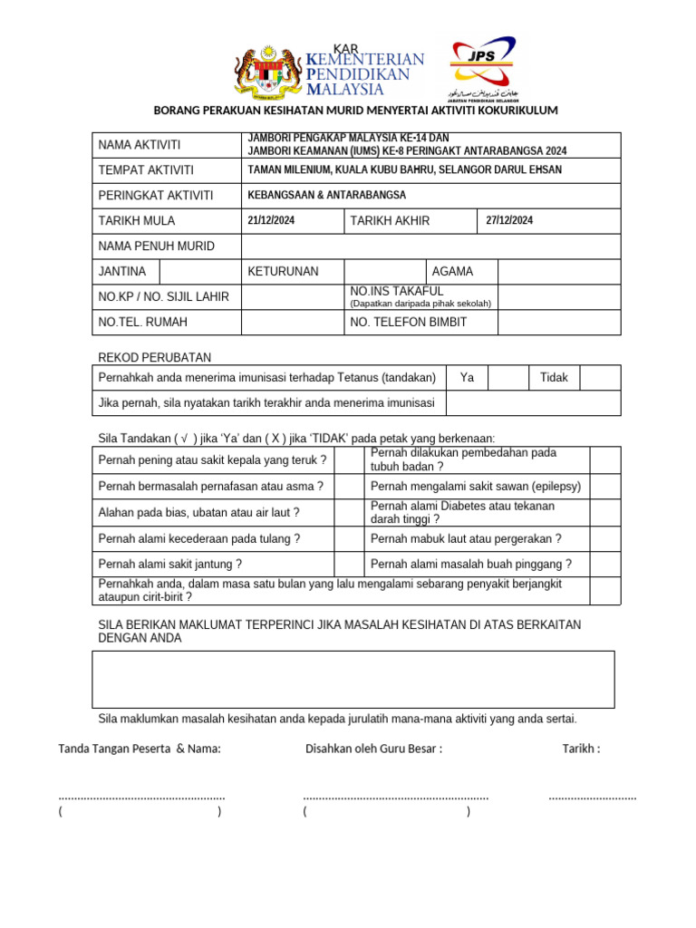 Borang Akuan Kesihatan | PDF