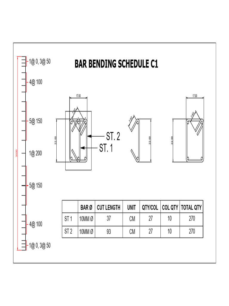 Bar Bending Schedule C1 | PDF