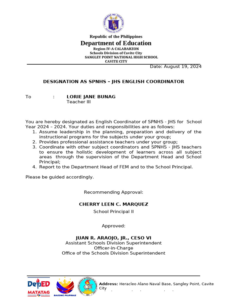 Designation English Coor | PDF