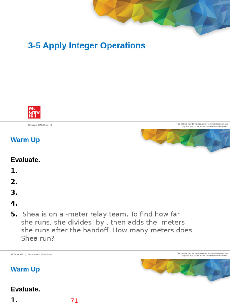 Apply Integer Operations | PDF | Multiplication | Fahrenheit