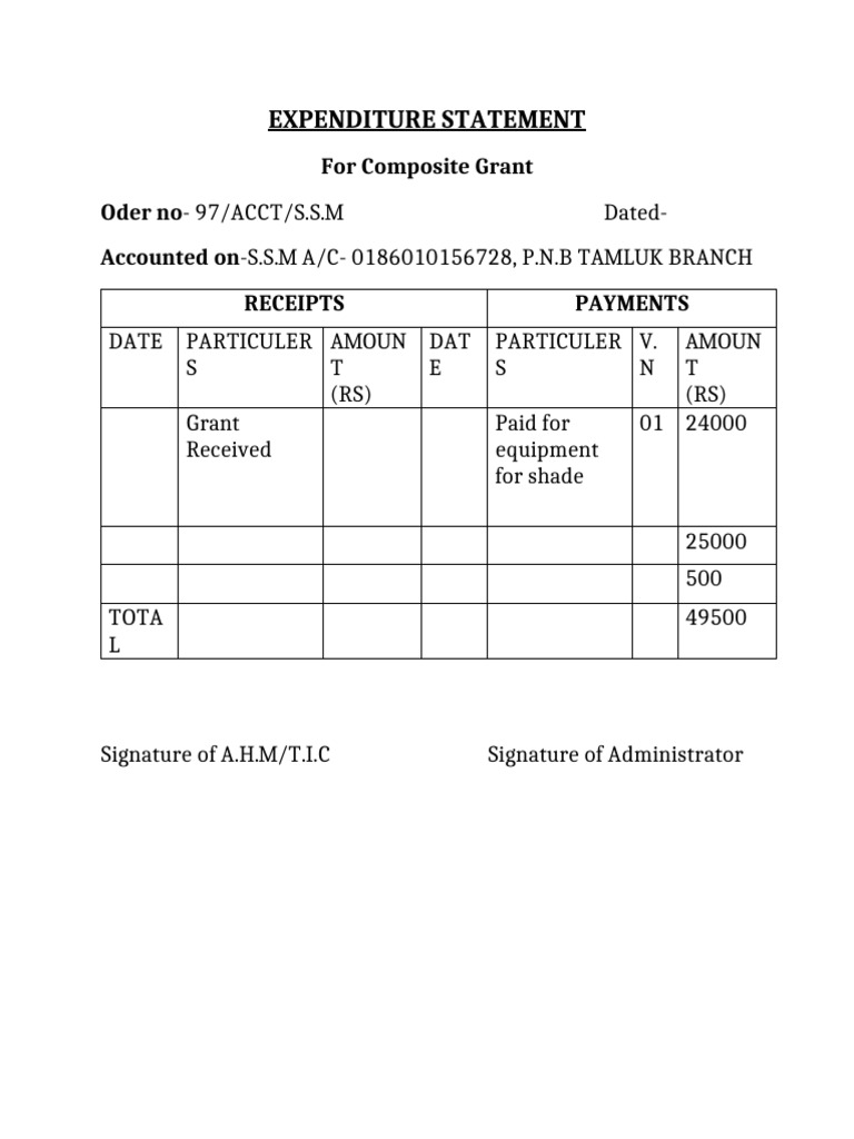 Expenditure Statement | PDF