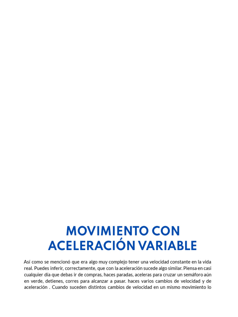 Movimiento Rectilíneo con Aceleración Variable | PDF | Aceleración ...