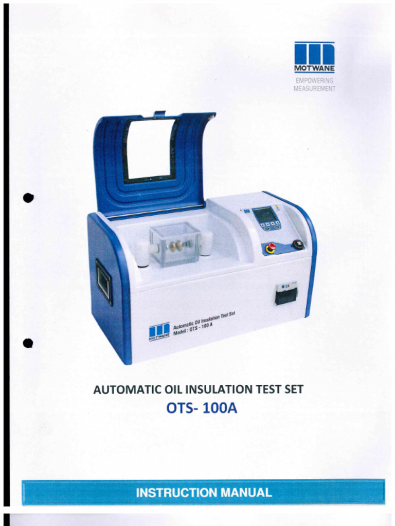 Automatic Oil Insulation Test OTS-100A | PDF