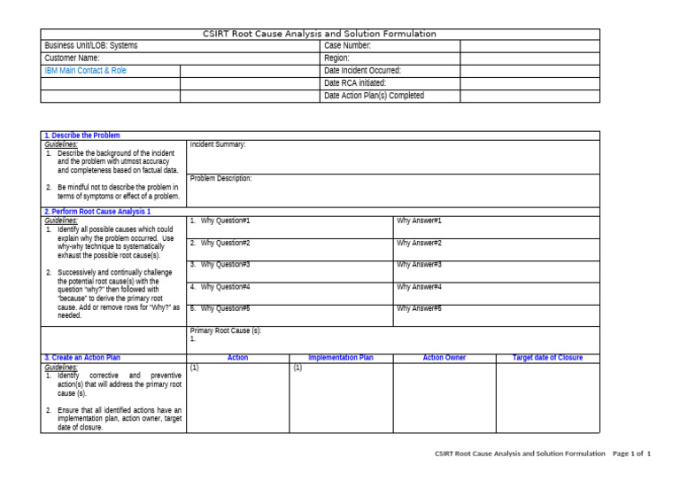 CSIRT RCA Template V5 CASE-YYYY-MM-DD-XXXX | PDF