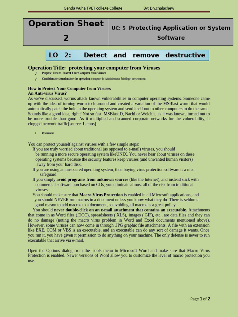 Operation Sheet 2 Pro App SW | PDF | Computer Virus | Microsoft Excel