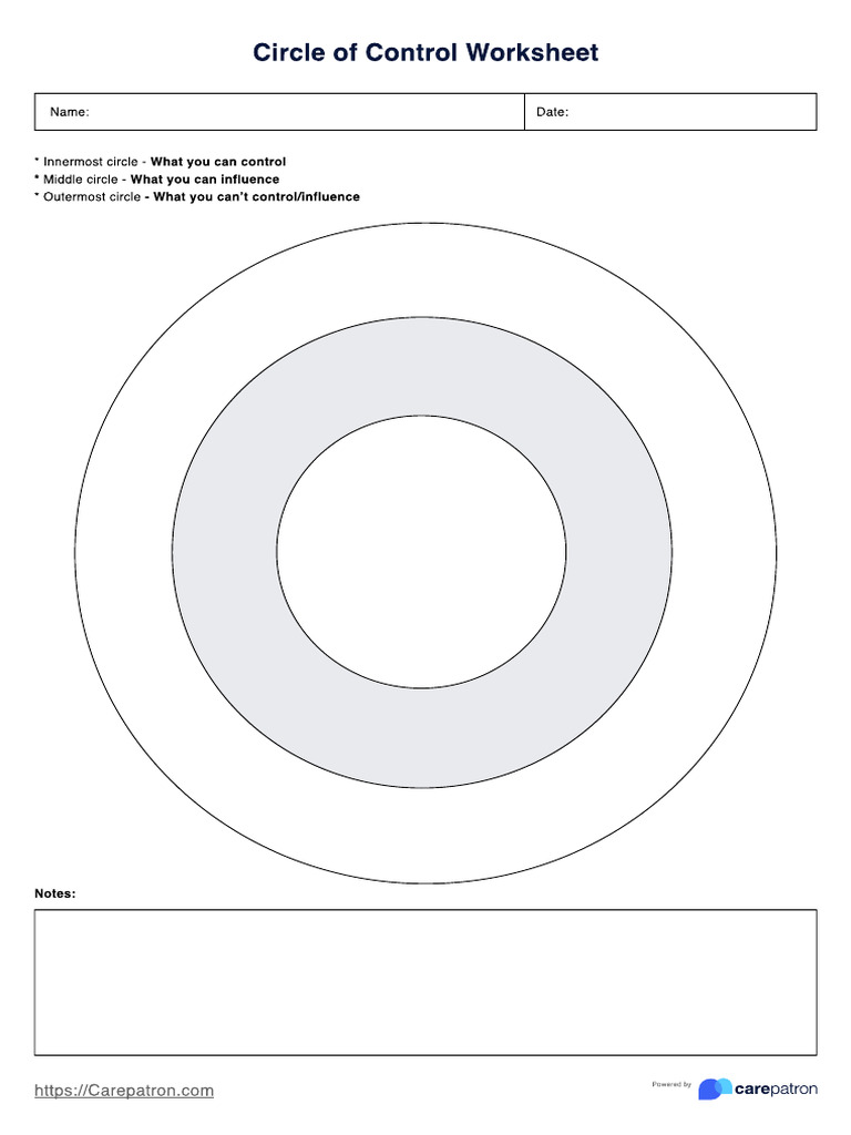 Circle of Control Worksheet PDF | PDF
