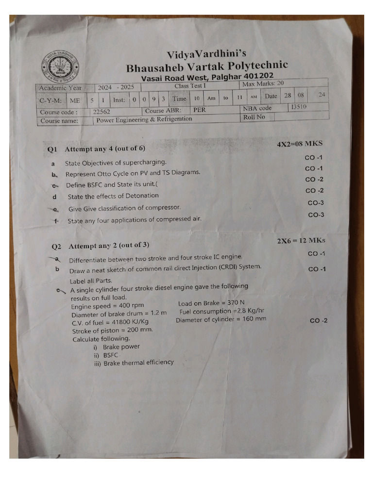 CLASS TEST PAPERS SEM-5 | PDF