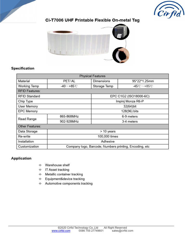 T7006 Flexible Metal Tag | PDF