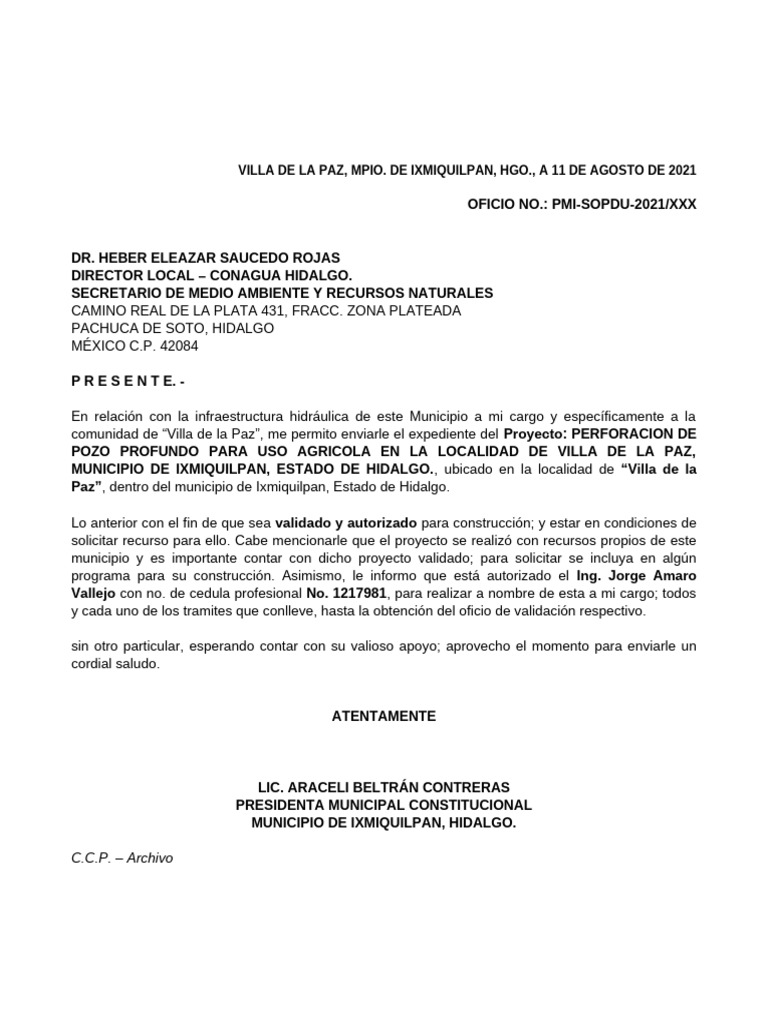 Oficio de Ingreso | PDF