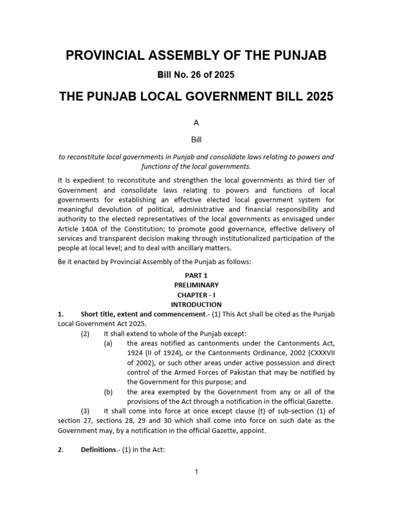 Punjab Local Government Act 2025 | PDF | Mayor | License