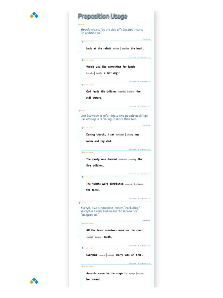 Preposition Usage - English 7 Teaching Aid | PDF