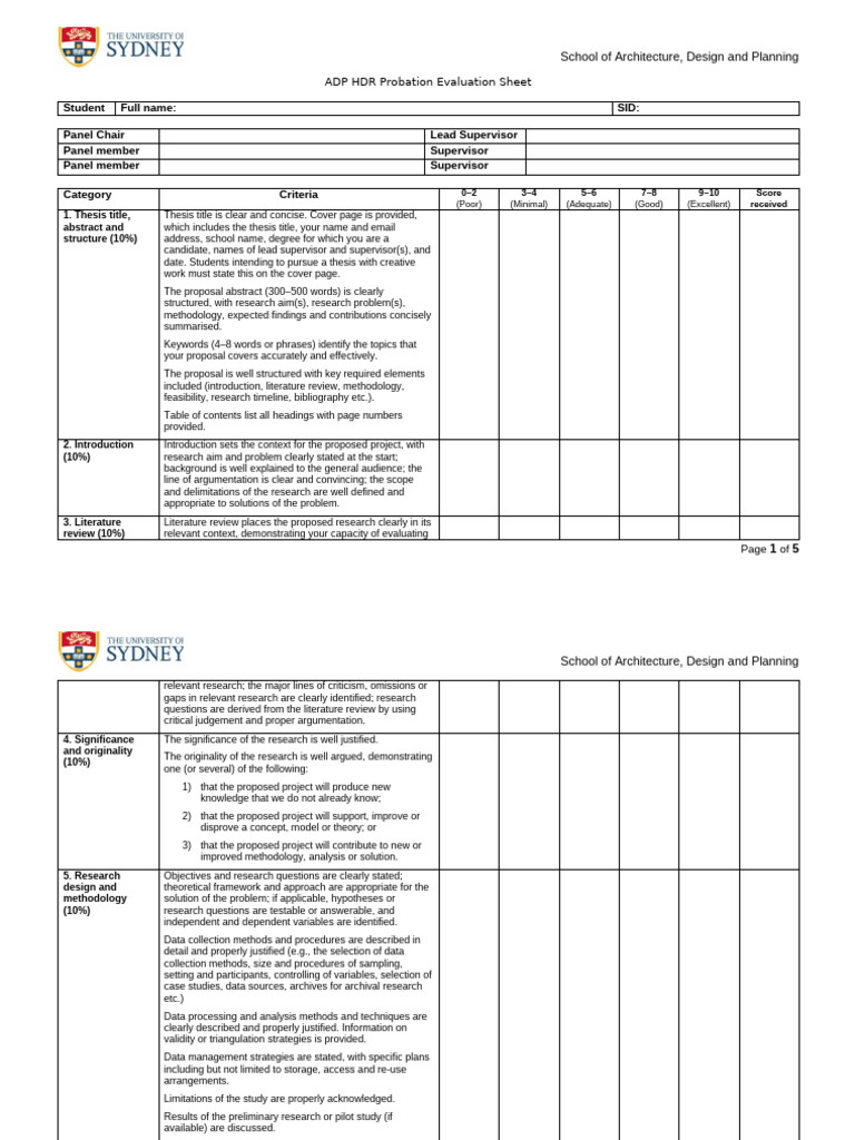 ADP Probation Evaluation Sheet | PDF | Thesis | Data