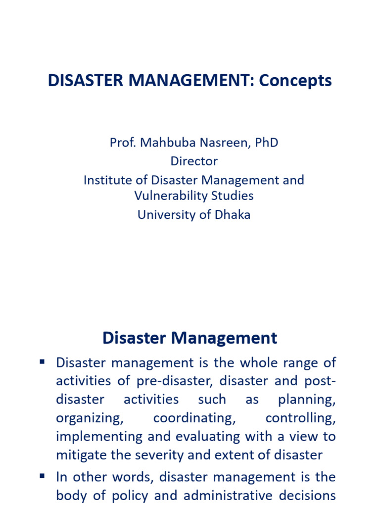 Disaster Management Concepts Overview | PDF | Emergency Management ...