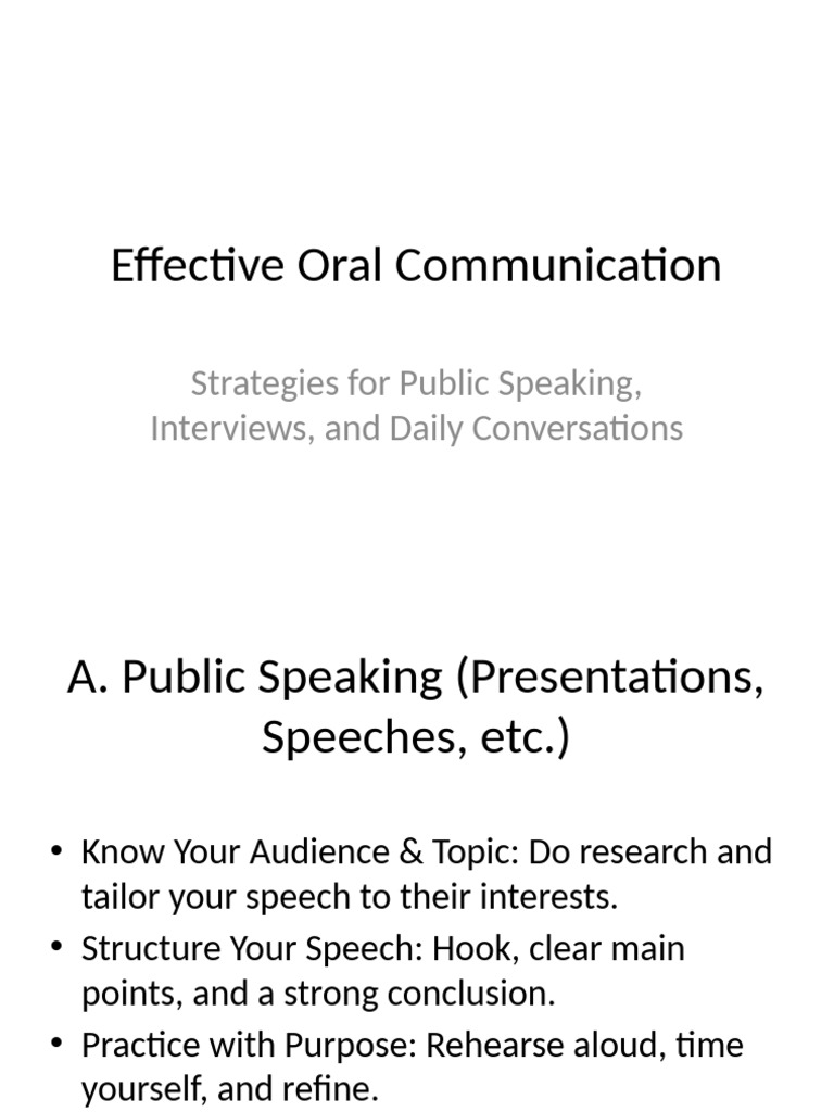 Effective Oral Communication Presentation | PDF