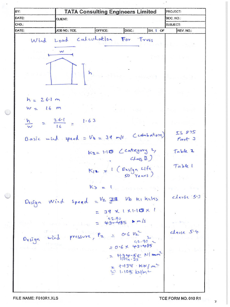 Wind Load On Truss-1 | PDF