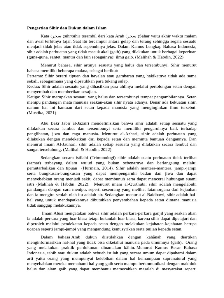 Pengertian Sihir Dan Dukun Dalam Islam & Pencegahan Dan Pengobatan | PDF