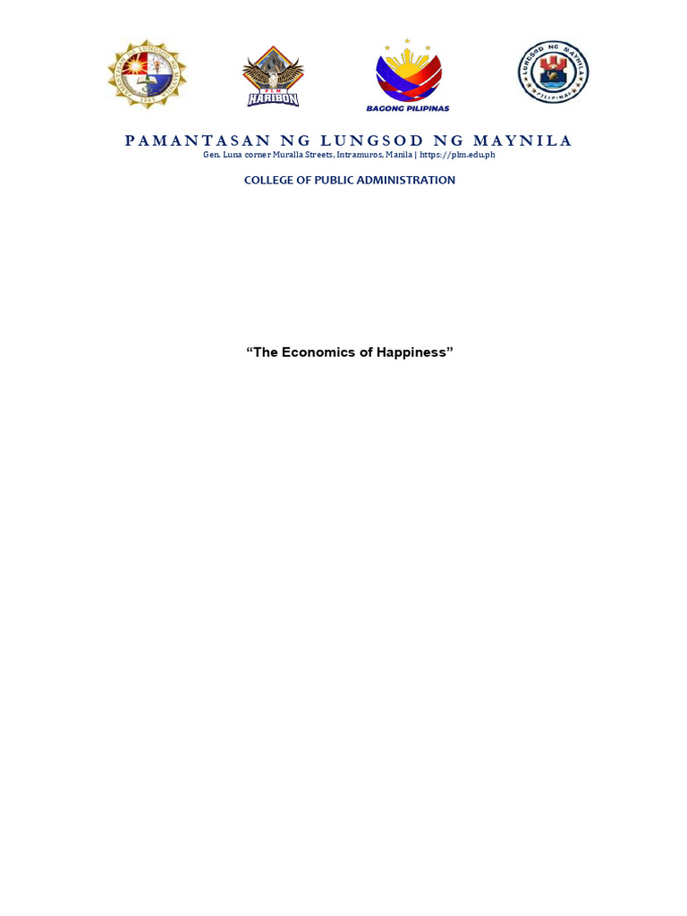 Reflection Paper 1 - The Economics of Happiness - YAUN | PDF | Well ...