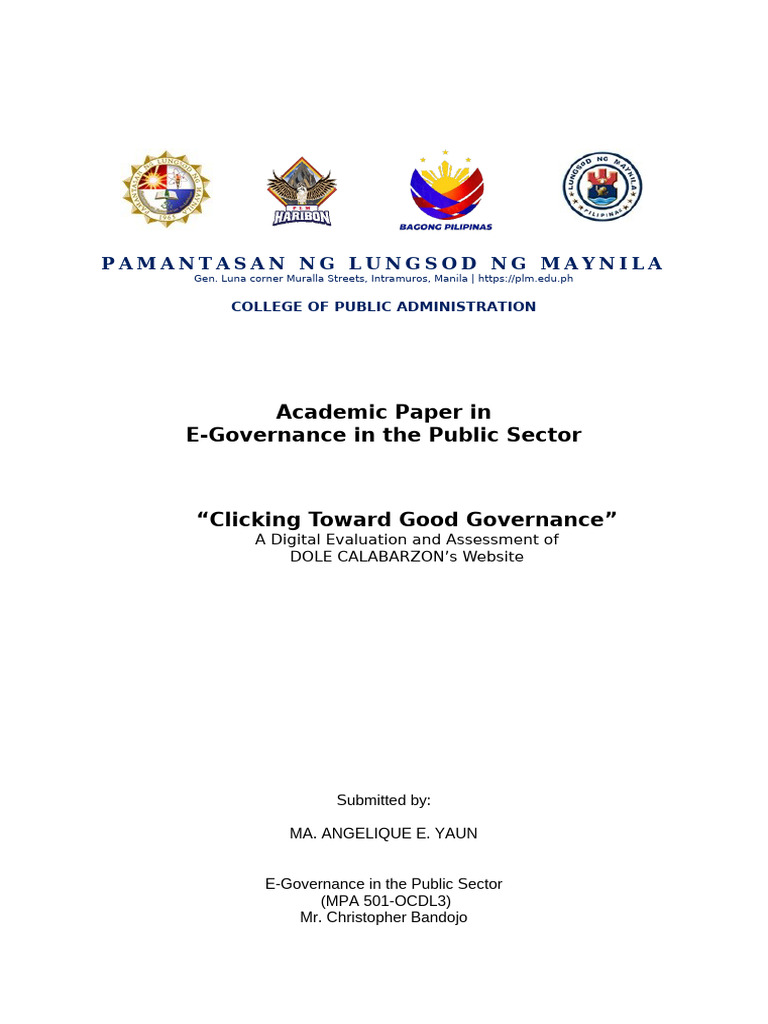 YAUN_E-Governance FINAL PAPER_Evaluation of DOLE CALABARZON Website ...