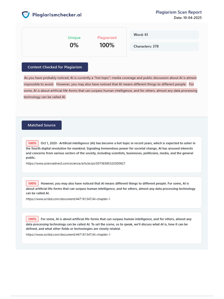 Plagiarism Checker | PDF