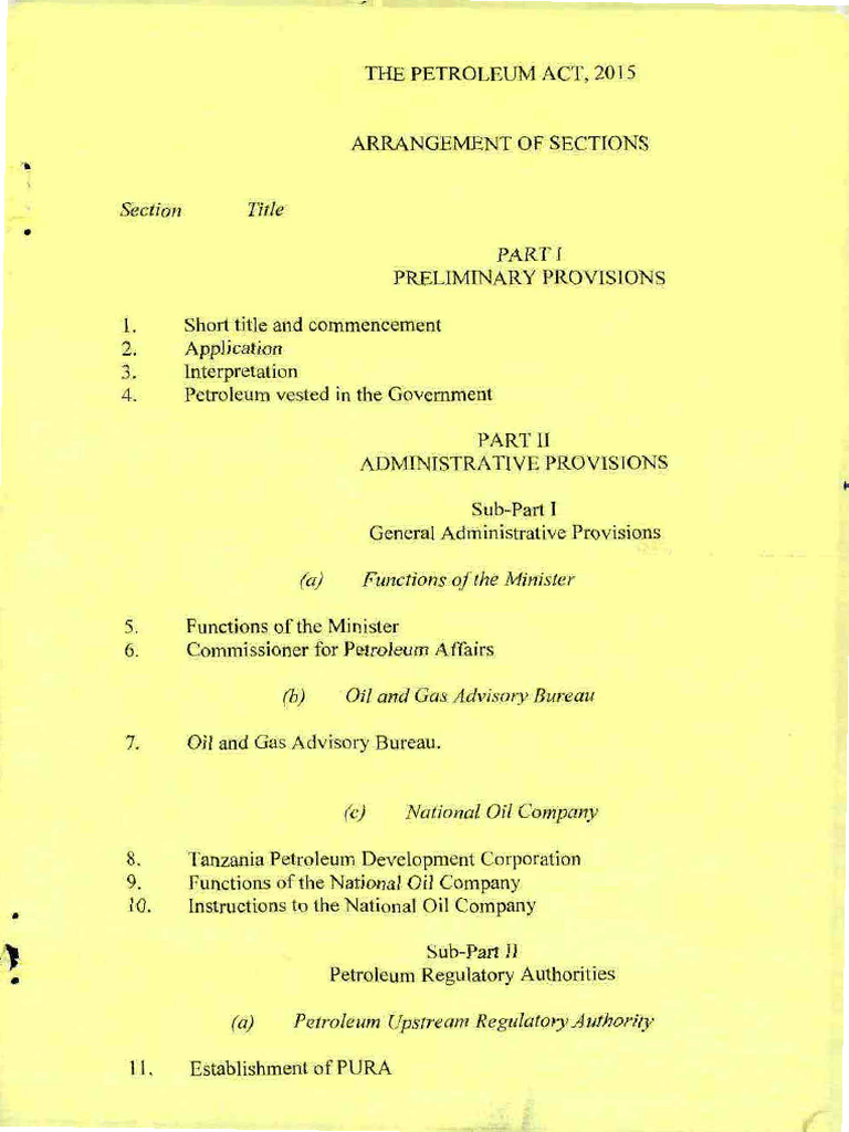 Tanzania Petroleum Act Overview | PDF | Territorial Waters | License