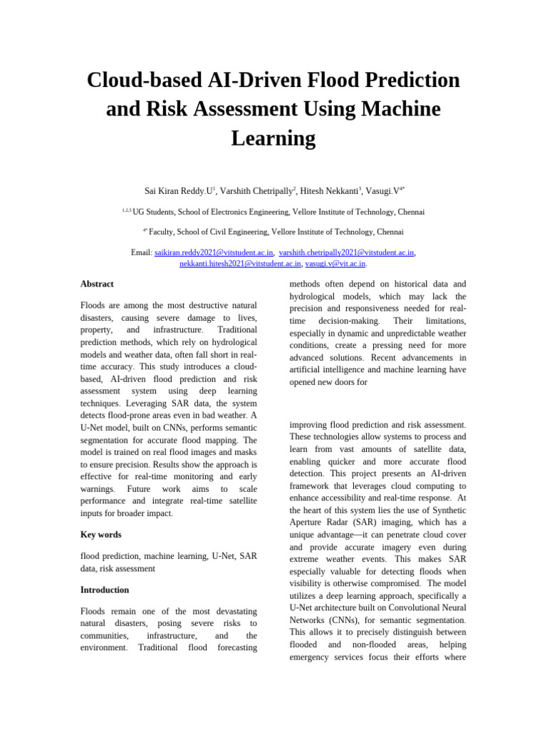 Cloud-based AI-Driven Flood Prediction and Risk Assessment Using ...