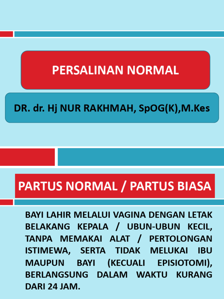 4. Persalinan Normal 4A, (Dr. Dr. Hj. Nurrakhmah, SpOG(K), M.kes) | PDF