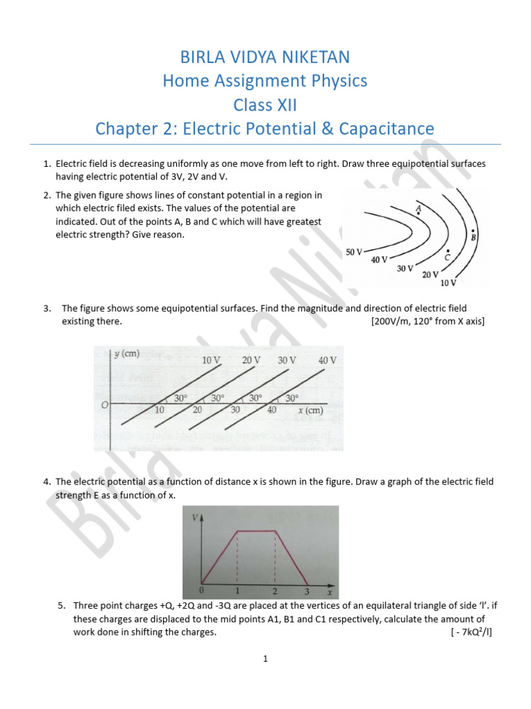 Ch2 - Physics - Home Assignment - Electric Potential and Capacitance | PDF | Capacitance | Capacitor